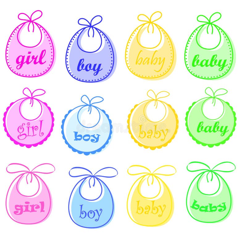 Baby Bibs for Girl and for Boy Stock Vector - Illustration of lace ...