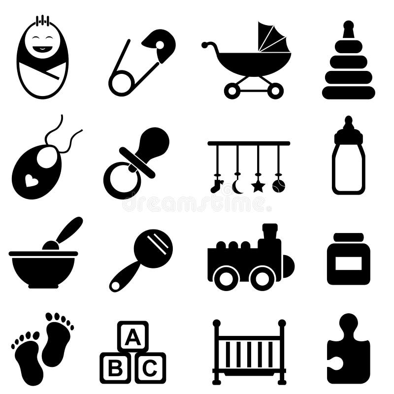 Baby and birth icons stock vector. Illustration of drawing - 35237534