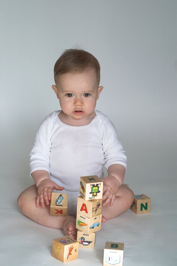 Baby with blocks stock image. Image of education, block - 4046919