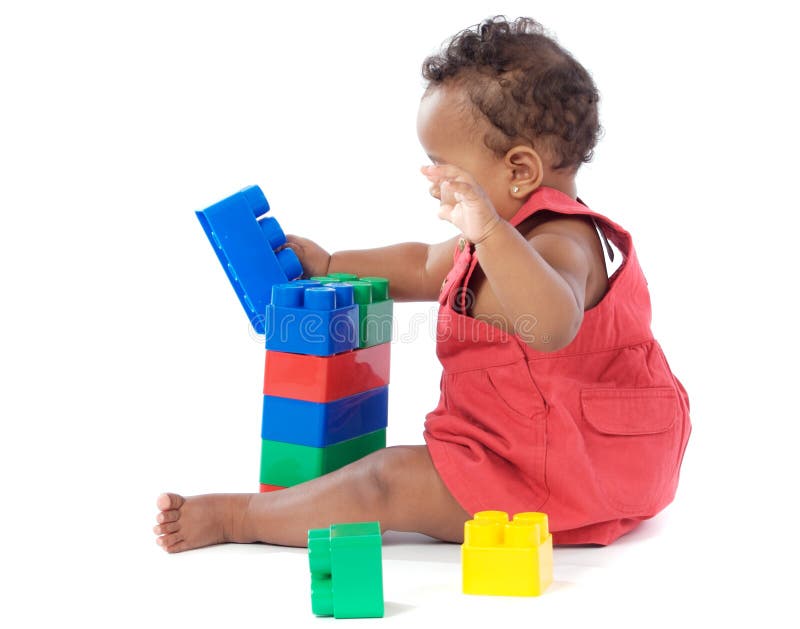 Baby with blocks stock image. Image of child, baby, black - 3471447