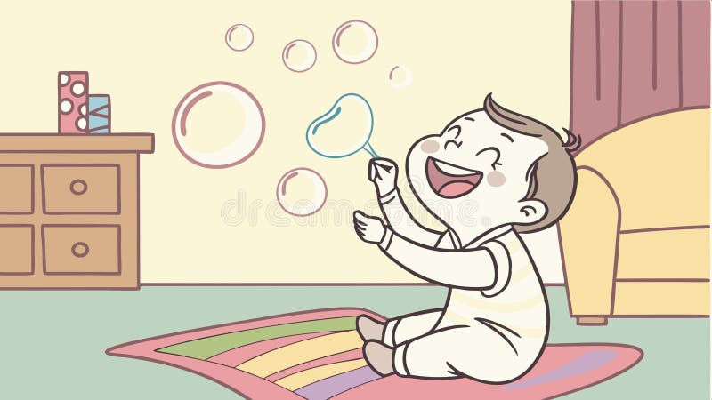 Baby Blowing Bubbles, Bubble Fun, Playtime Activity Vector Design ...