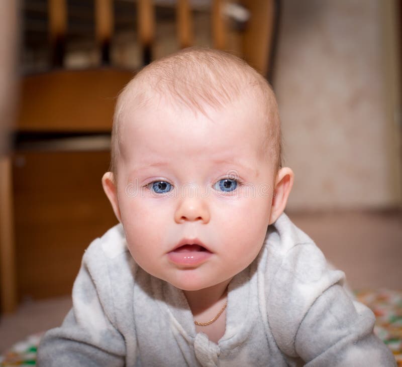 Baby with Blue Eyes Looking at the Camera Stock Photo - Image of ...