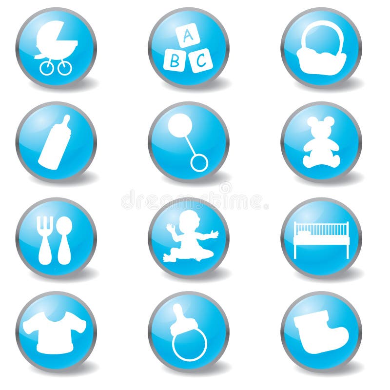 Baby blue icons stock vector. Illustration of clothes - 7844659