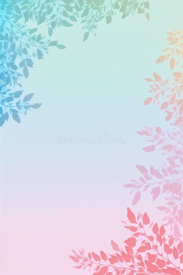 Baby Blue Light Pink Background Silhouettes Leafy Branchesvertical ...