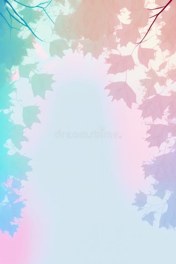 Baby Blue Pink Light Pink Background Silhouettes Leafy Branchesvertical ...