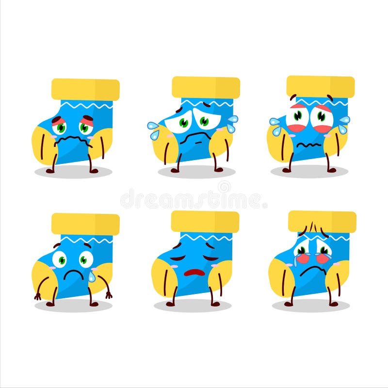 Baby Blue Socks Cartoon Character with Love Cute Emoticon Stock Vector ...