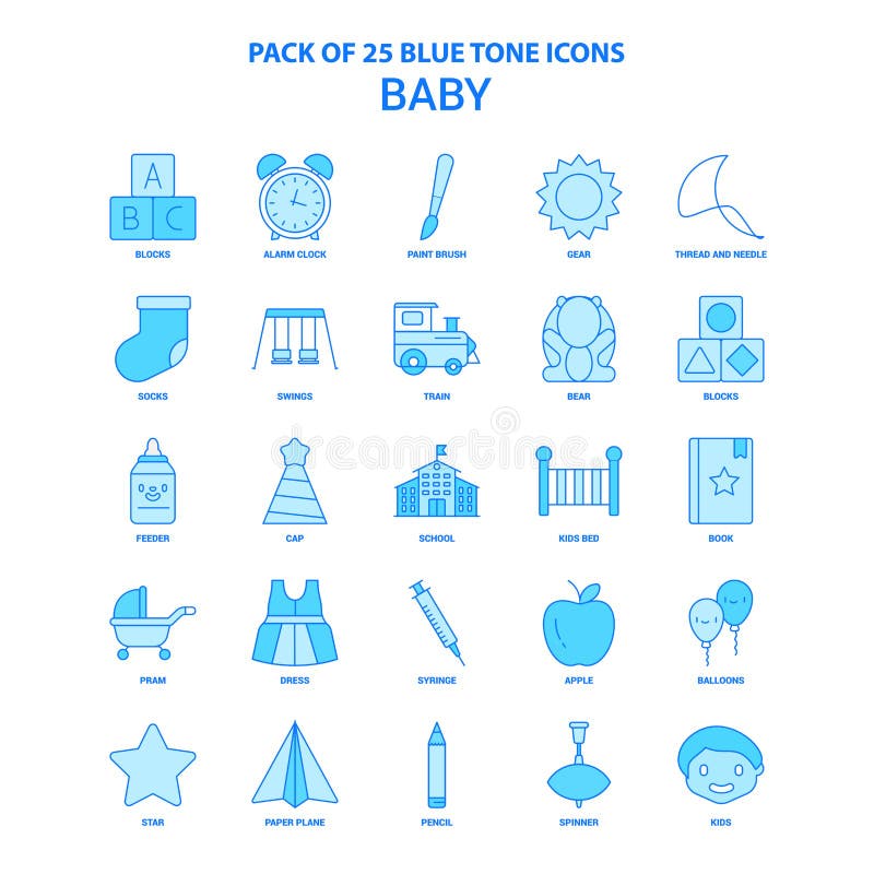 Baby Blue Tone Icon Pack - 25 Icon Sets Stock Vector - Illustration of ...