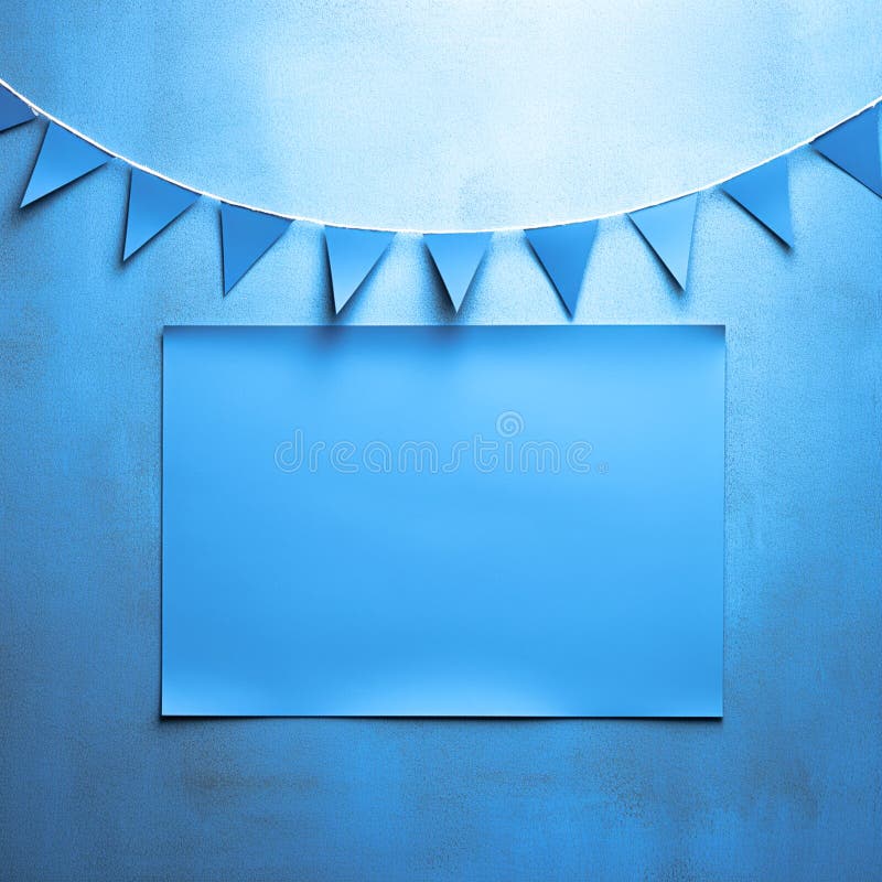 Baby Blue Wall with Blank Blue Banner and Flags Stock Image - Image of ...