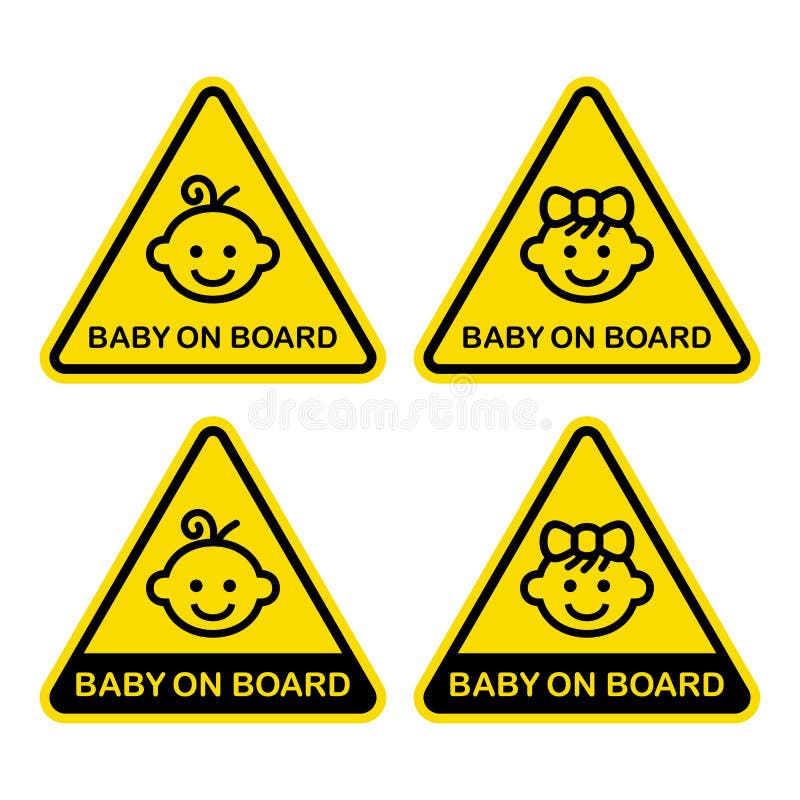 Baby on Board Sign Set. White Background Stock Vector - Illustration of ...