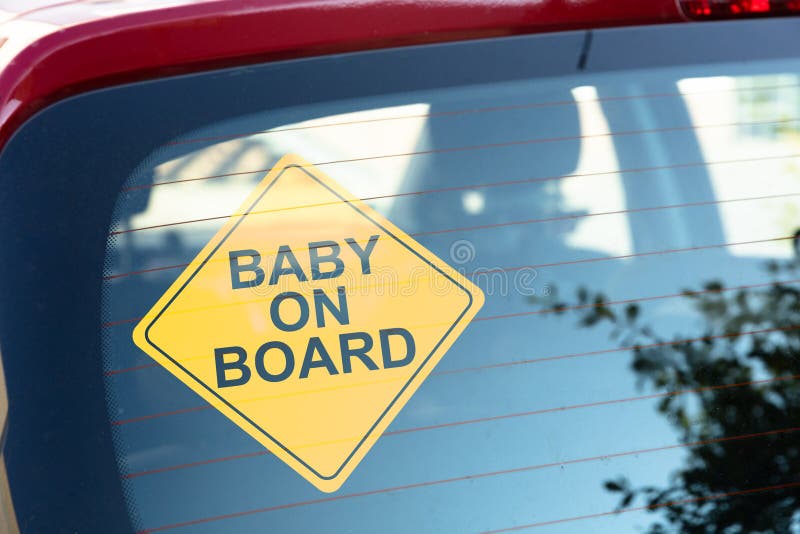 Baby on Board Sticker on Car Back Window Stock Image - Image of symbol ...
