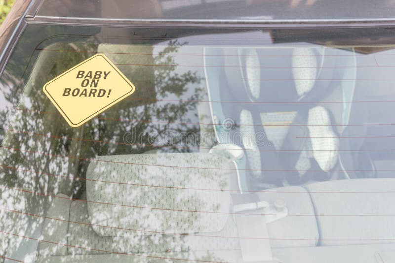 Baby on Board Sticker on the Car Back Windows Stock Photo - Image of ...