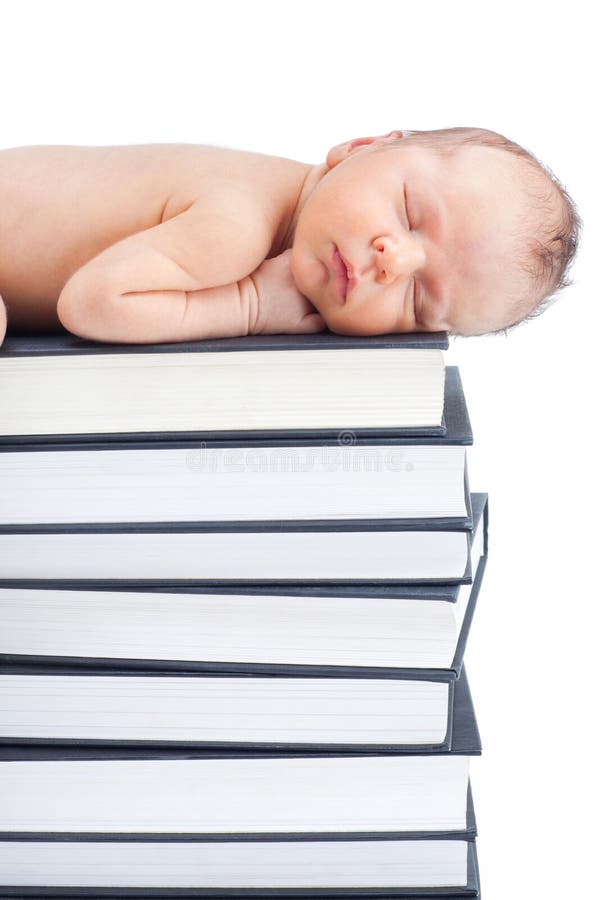 Baby and books stock image. Image of sleep, books, adorable - 15633435