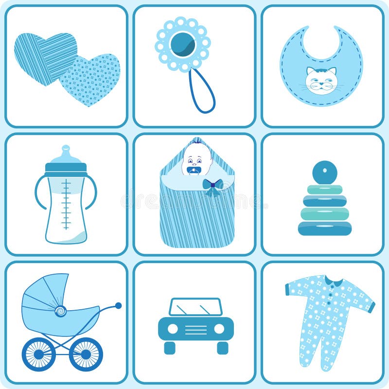 Baby Born Icons in Blue Color Stock Vector - Illustration of celebrate ...