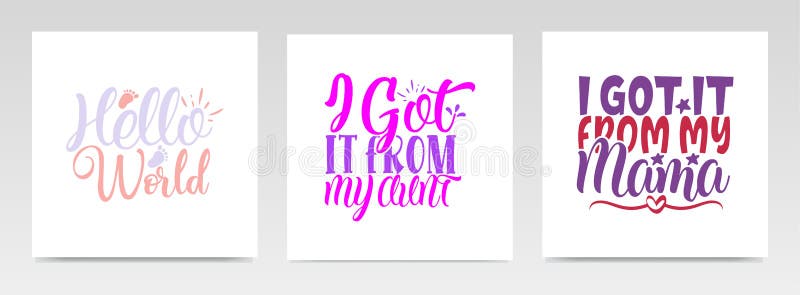 Baby Born Quotes Letter Typography Set Illustration Stock Vector ...