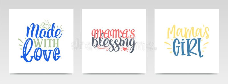 Baby Born Quotes Letter Typography Set Illustration Stock Vector ...