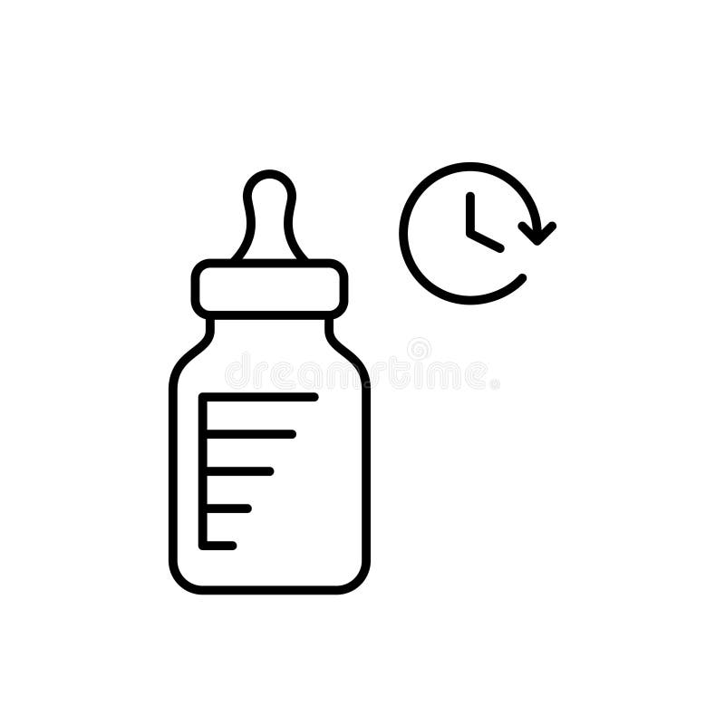 Baby Bottle and Clock. Feeding Time, Correct Routine. Pixel Perfect ...