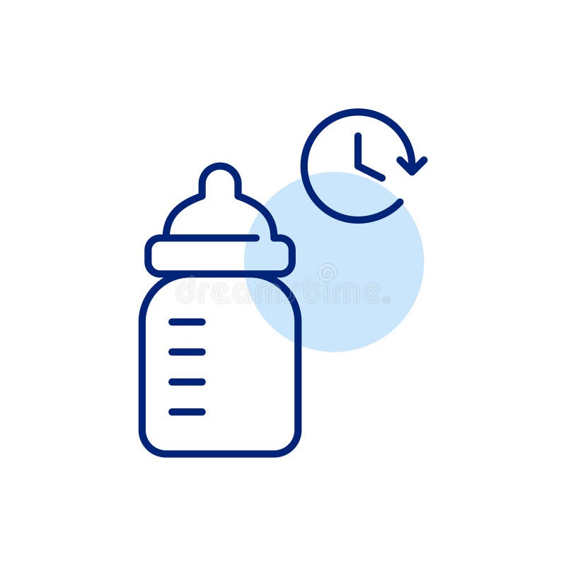 Baby Bottle and Clock. Infant Feeding Schedule. Pixel Perfect, Editable ...