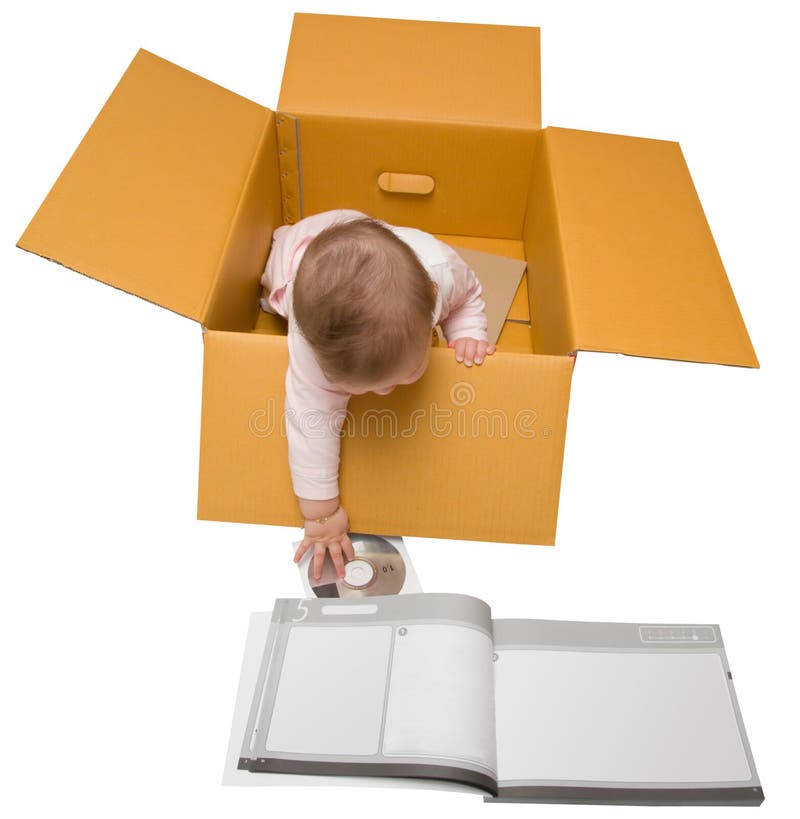 Baby in a Box with Instruction Manual and Disk Stock Image - Image of ...