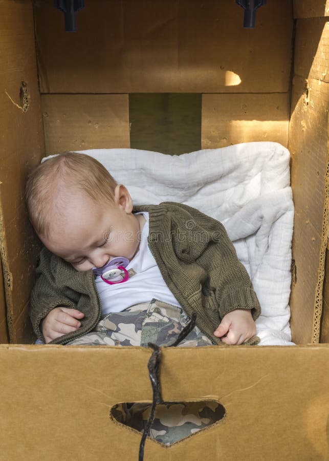 Baby in box stock photo. Image of comfortably, cardboard - 33226254