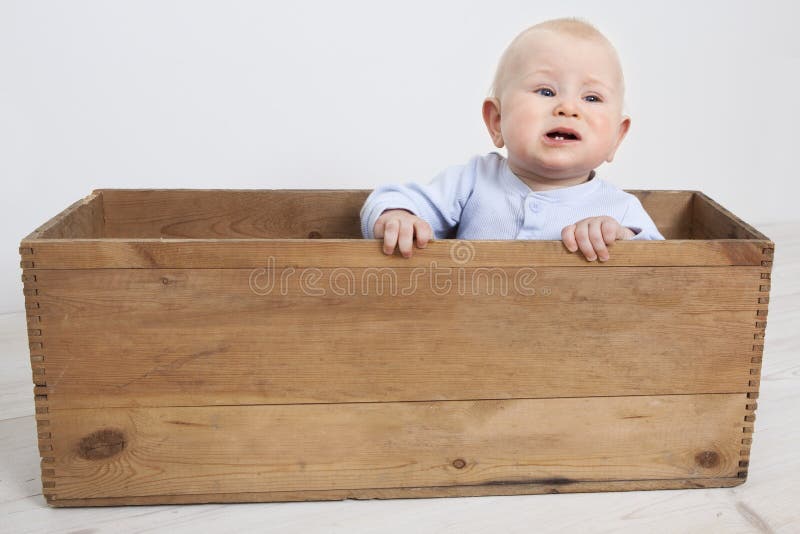 Baby in a box stock image. Image of portrait, baby, sweet - 34975647