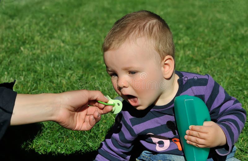 Baby boy stock image. Image of pacifier, eyes, food, lovable - 19743333