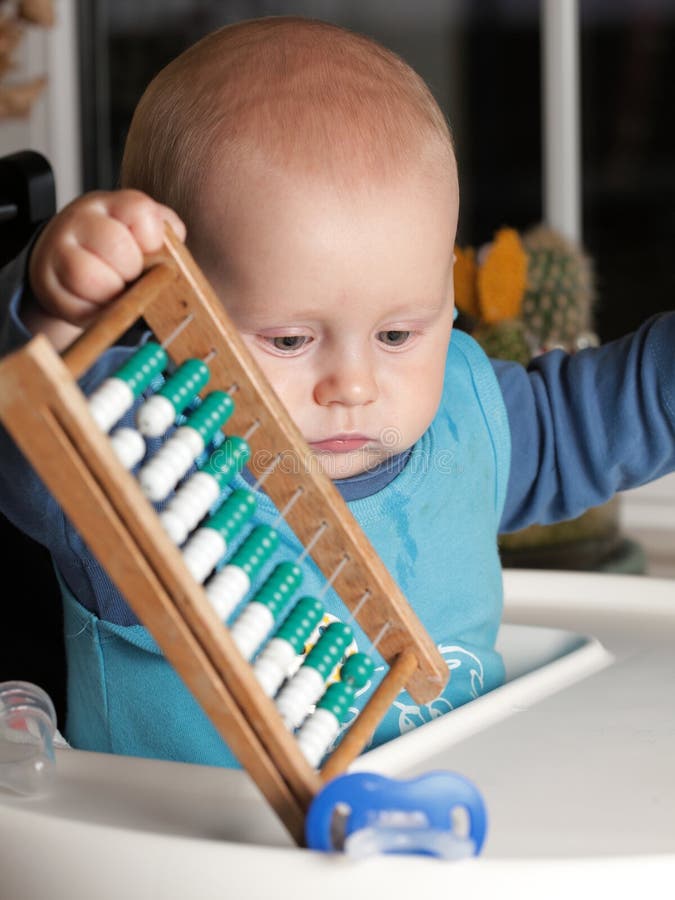 Baby Boy 6 Playing with Abacus Stock Image - Image of smart, wooden ...