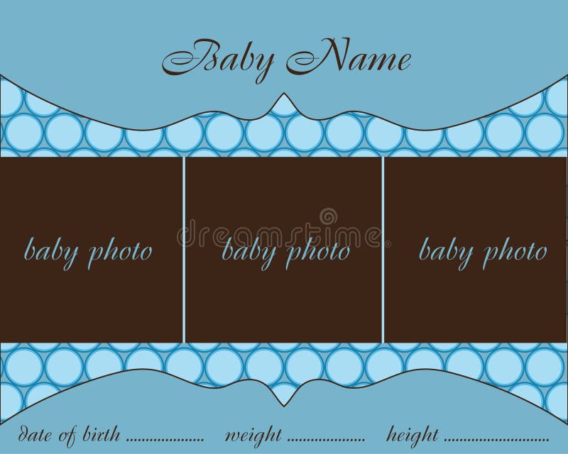 Baby Boy Arrival Card with Frame Stock Vector - Illustration of ...