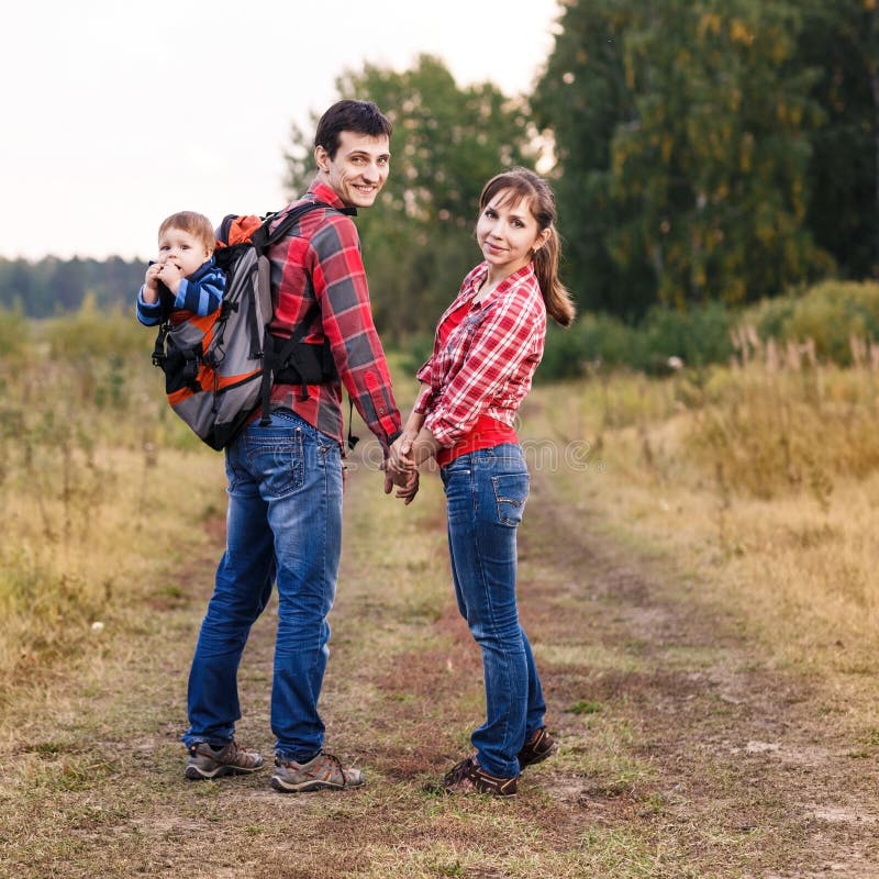 Baby boy in backpack stock photo. Image of hike, pack - 55726726