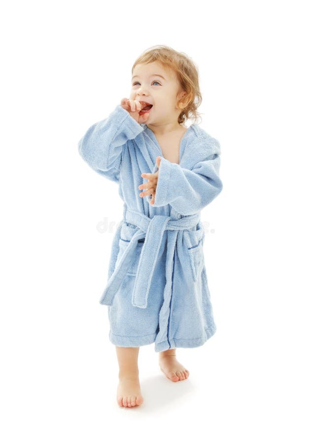 Baby boy in blue robe stock image. Image of male, isolated - 8343441