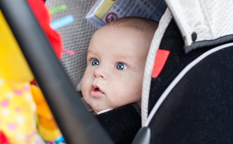 Baby Boy in Car Seat Stares Stock Image - Image of quiet, crash: 46194251