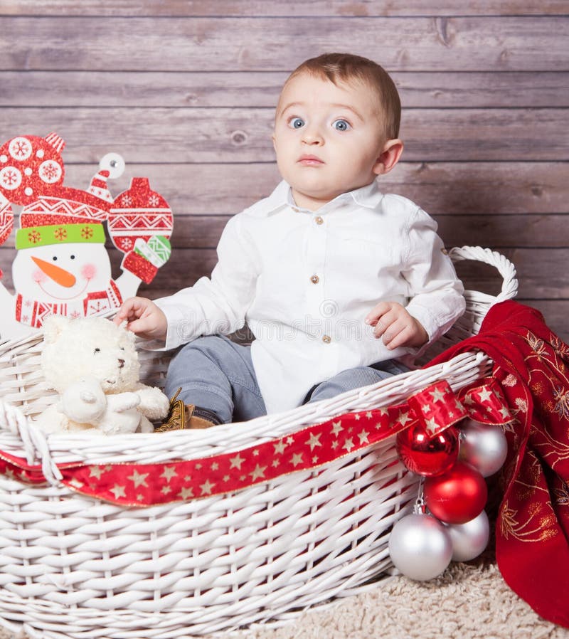 Baby Boy Christmas Portrait Stock Photo - Image of baby, cute: 64568706