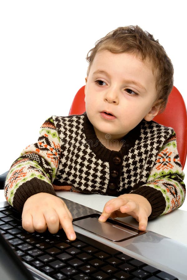 Baby boy computing stock image. Image of typing, vertical - 7286079