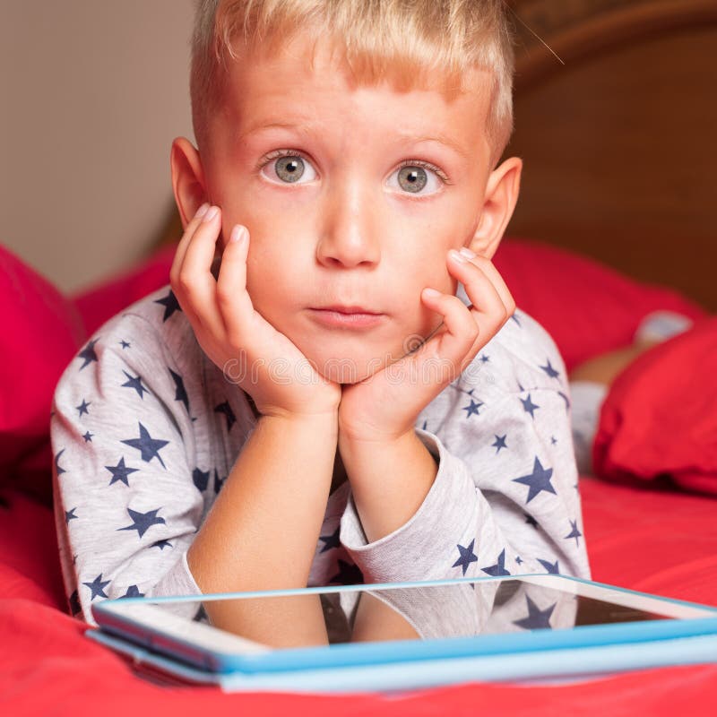 Baby Boy and Digital Tablet Stock Photo - Image of child, concentration ...