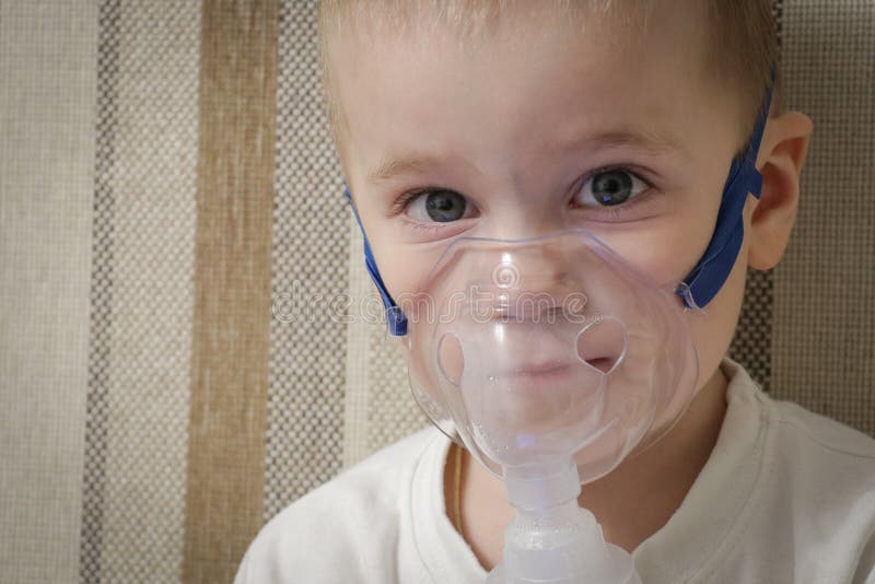 Baby Boy Doing Inhalation in a Mask Stock Image - Image of cute ...