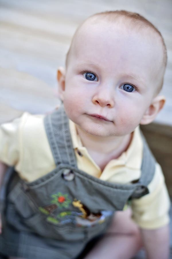 Baby boy face stock photo. Image of smile, adorable, overalls - 21861492