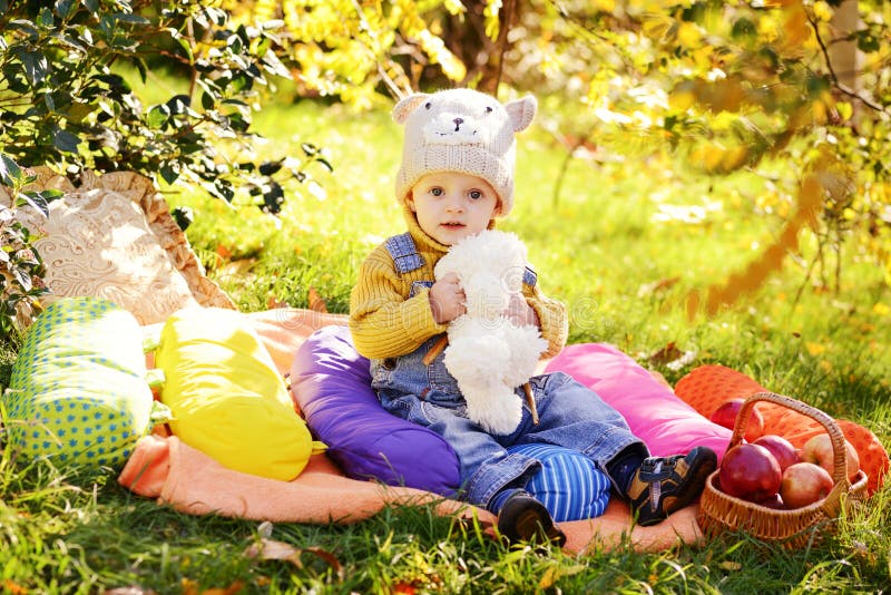 Funny baby boy in fall stock image. Image of healthy - 35307795
