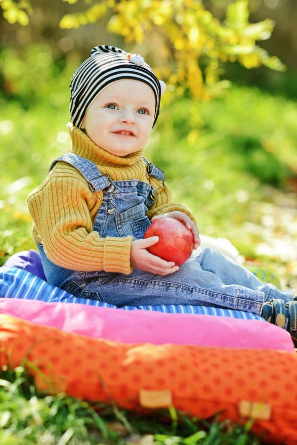 Funny baby boy in fall stock image. Image of healthy - 35307795