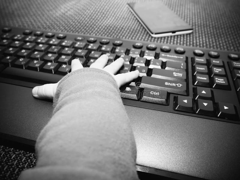 Baby Boy Hands on the Computer Keyboard Stock Image - Image of baby ...