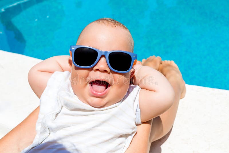 Baby Boy Has Fun with His Mother at the Blue Pool Stock Photo - Image ...