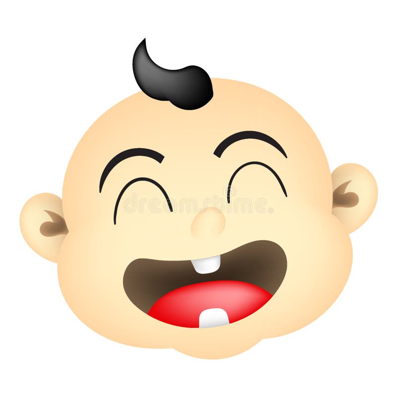 Baby Boy Head Emoticon Having a Laughing Expression at Teasing Stock ...