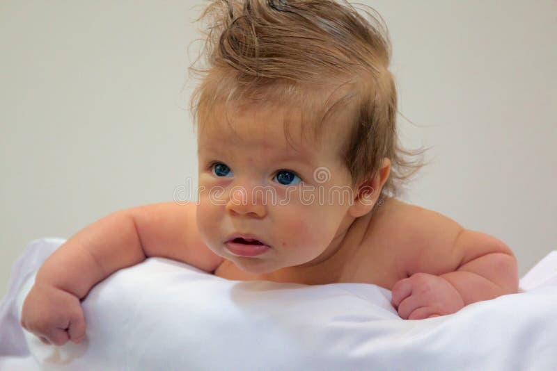 Baby Boy with Head Up stock photo. Image of baby, caucasian - 56386150