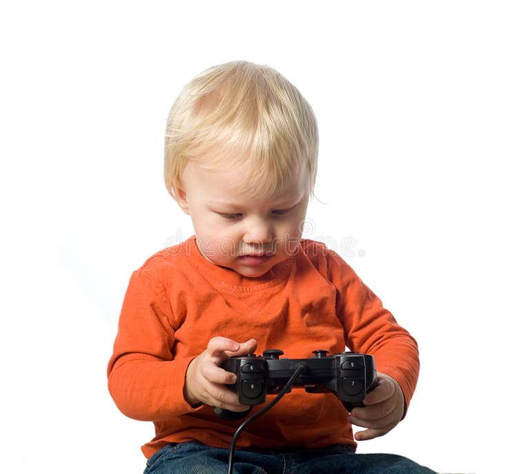 Baby Boy Holding a Video Game Controller Stock Image - Image of ...