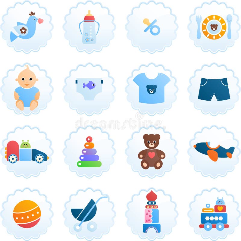 Baby Boy Icons stock vector. Illustration of carriage - 75638803