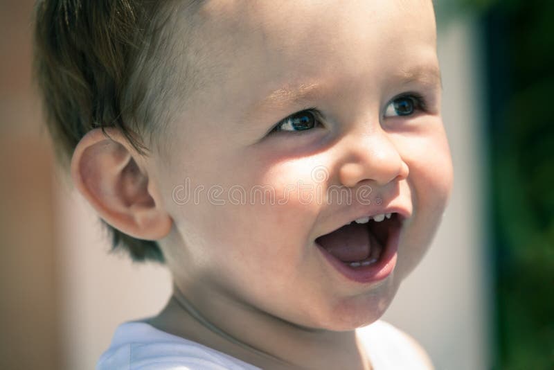 Baby boy laughing stock photo. Image of healthy, face - 41684520