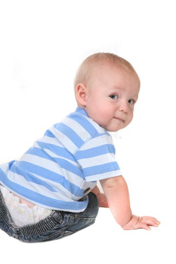 Baby Boy Looking Backwards stock image. Image of beautiful - 9984667