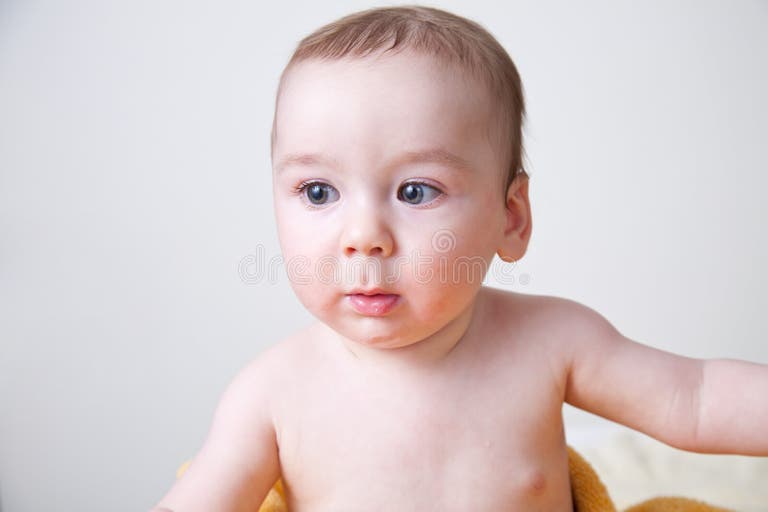 Baby Boy Looking with Great Interest and Curiosity Stock Photo - Image ...