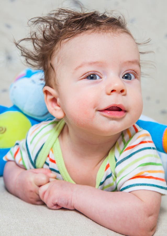 Baby boy with monkey stock photo. Image of portrait, baby - 57411238