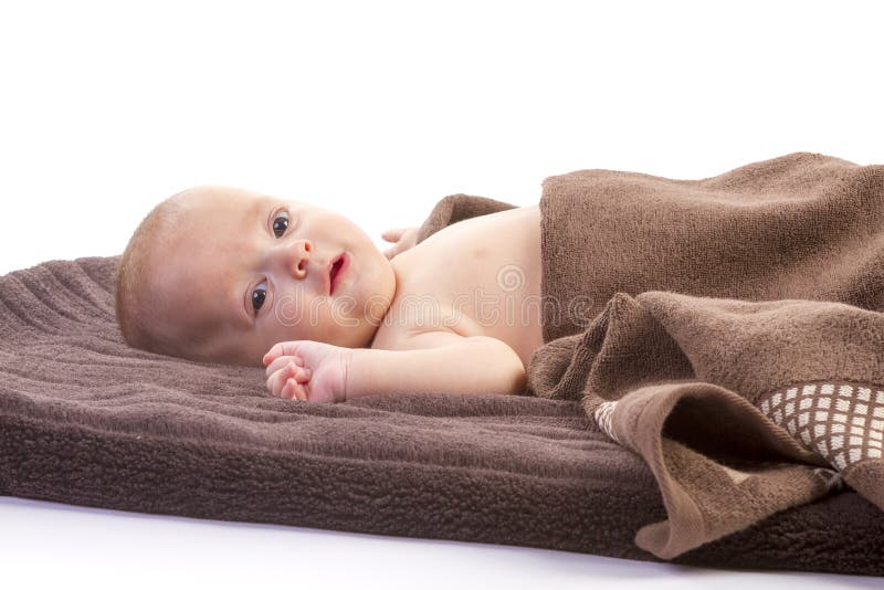 Baby Boy Over Brown Blanket Stock Image - Image of skin, little: 47615305