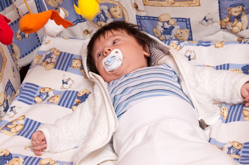 Baby boy with pacifier stock image. Image of soother - 12683973