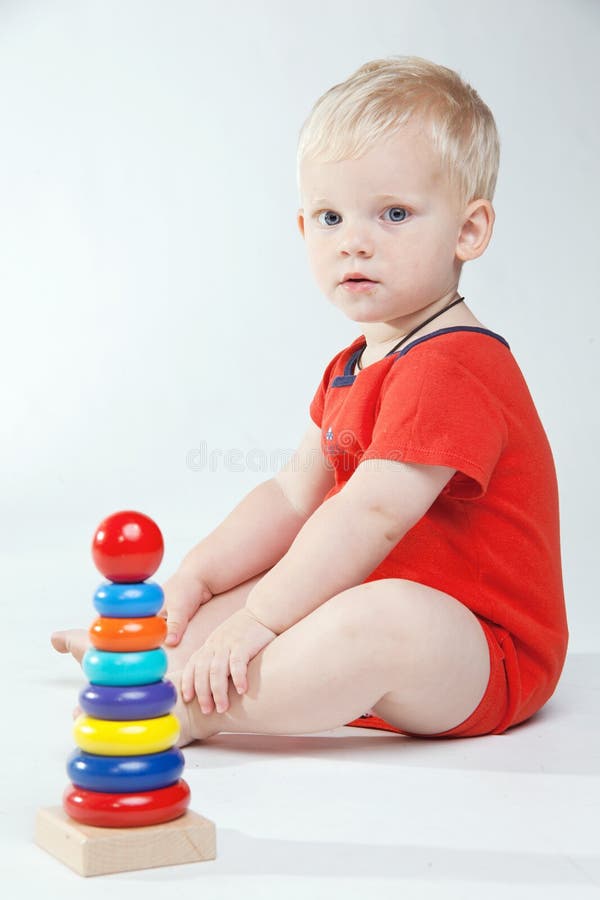 Baby Boy is Playing with Educational Toys Stock Photo - Image of ...